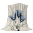 Blue Flowers Fleece Throw Blanket Spring Vintage Country Watercolor ...