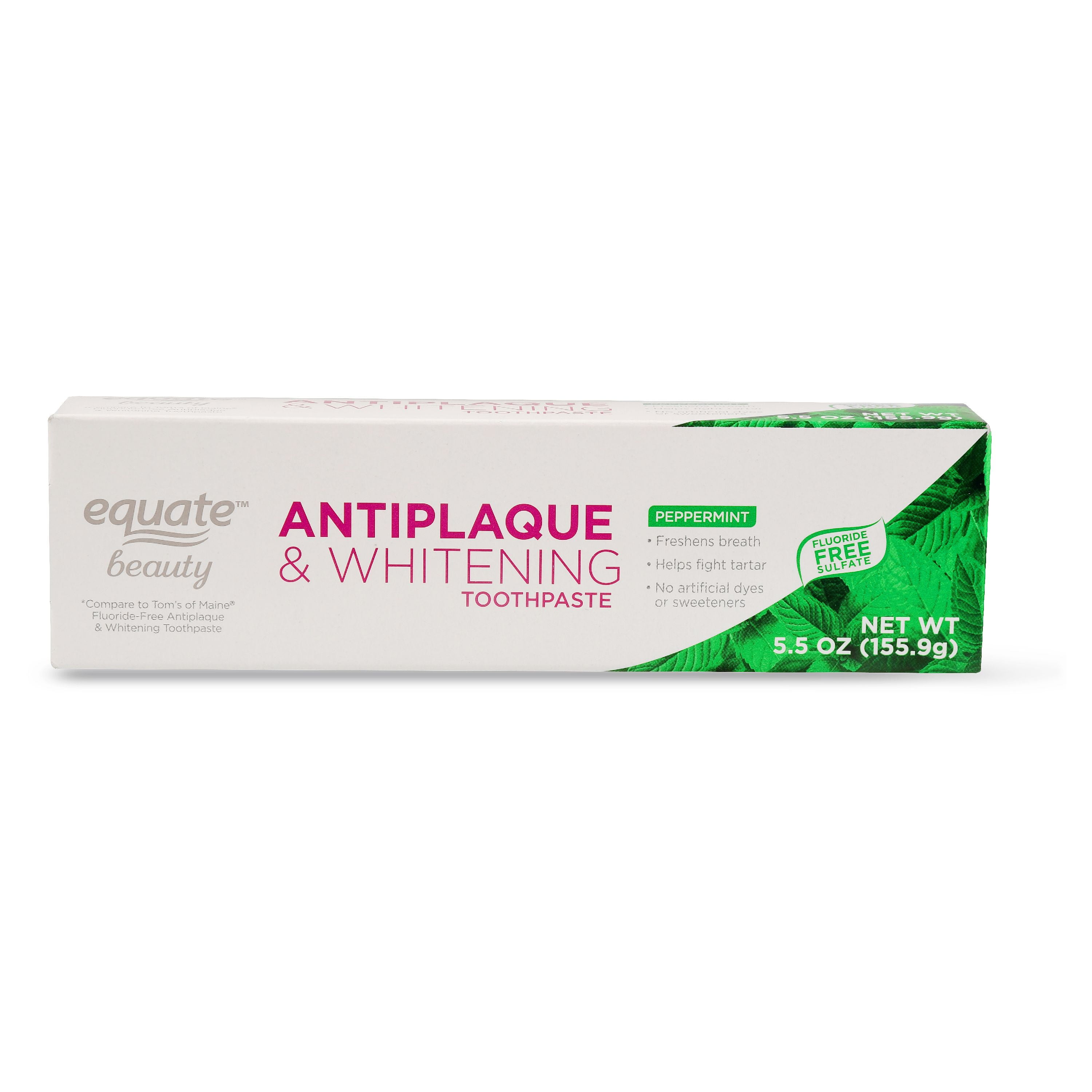 Equate Beauty Antiplaque & Whitening Toothpaste, Peppermint, 5.5 Oz ...
