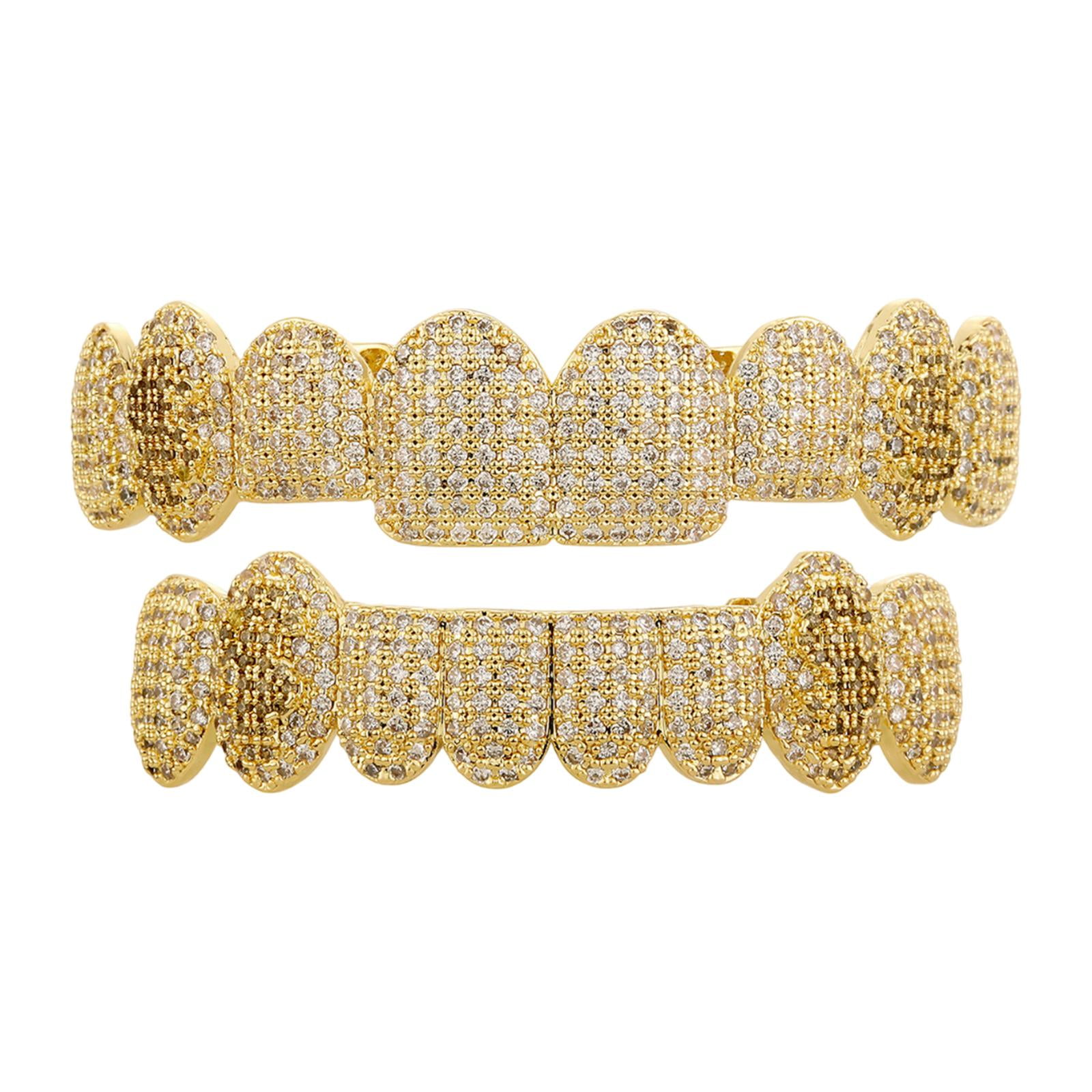 Hip Hop Grillz Diente 8 Inferior Accesorios Rapero Disfraz dorado ...