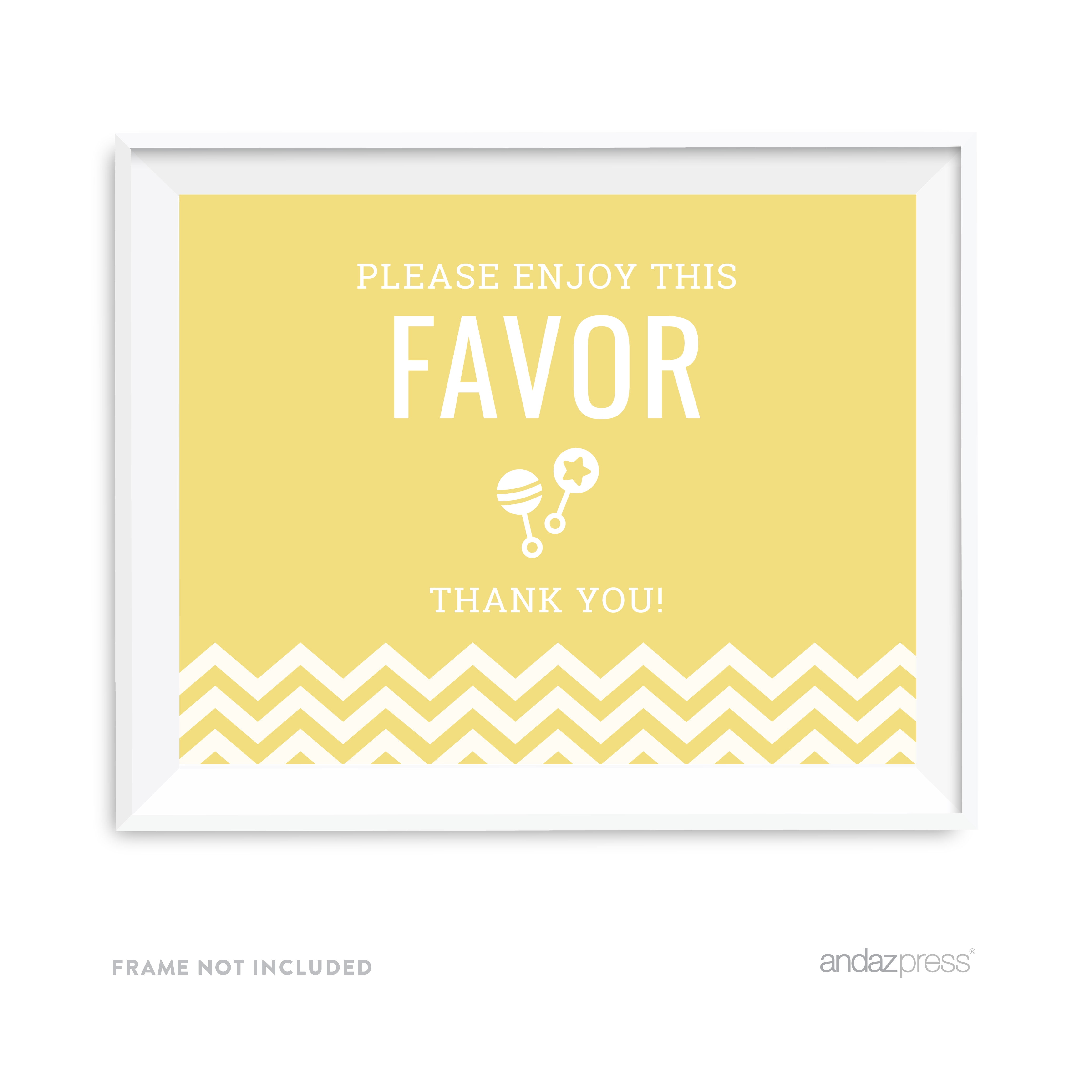 Please Enjoy This Favor, Thank You Yellow Chevron Print Baby Shower ...