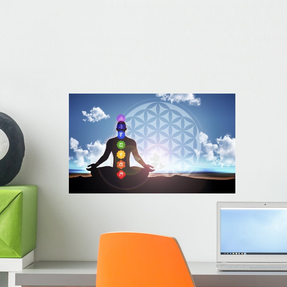 Meditation Blue Matrix Wall Mural by Wallmonkeys Peel and Stick Graphic ...