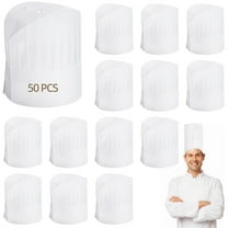 50 Pcs Disposable Chef Hats, Breathable Non-Woven Adjustable Cooking ...
