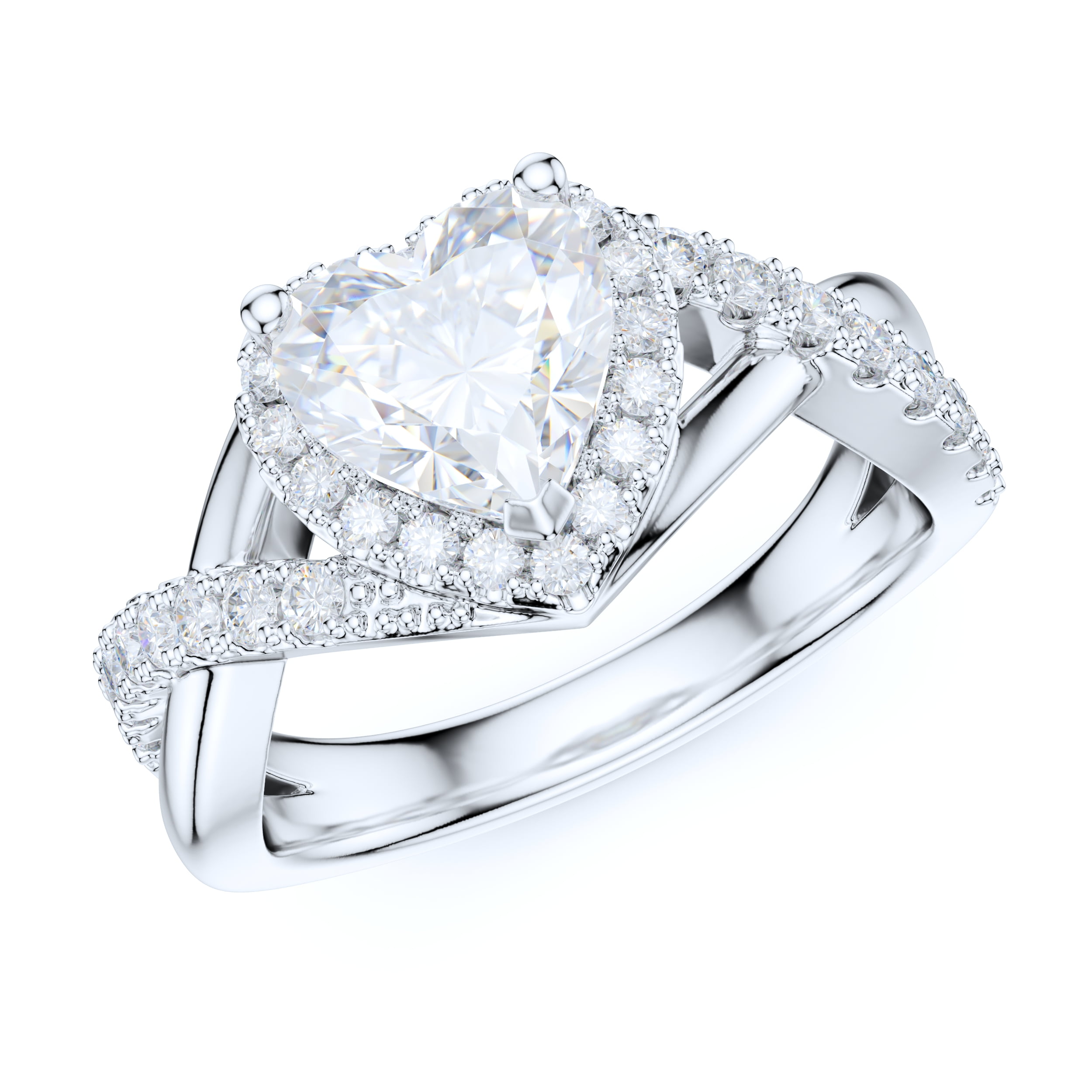 Sterling Silver Split Shank Fancy Infinite Heart Shape Simulated ...