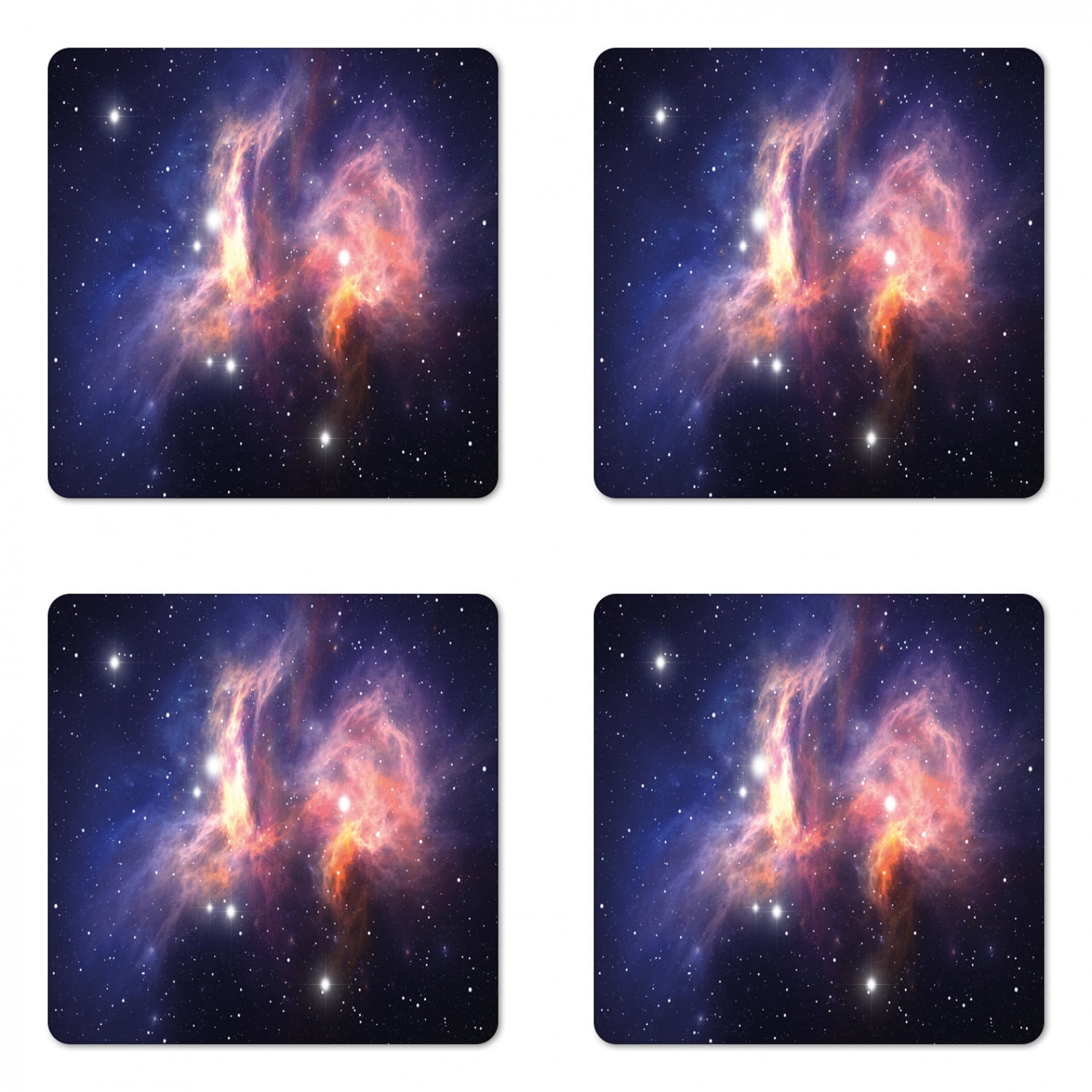 Galaxy Coaster Set of 4, Space Nebula Theme Big Gas Energy and Stars ...