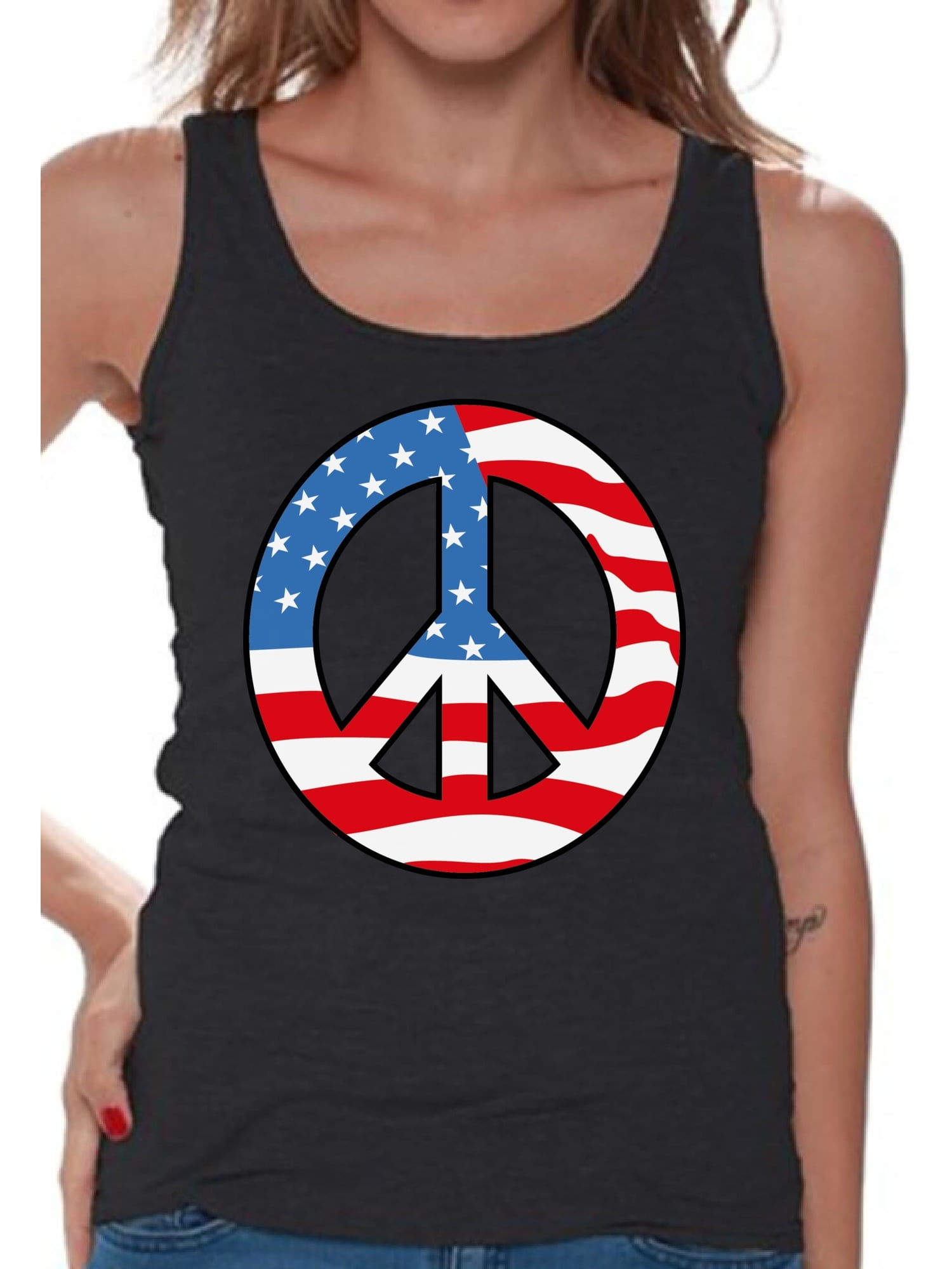Awkward Styles Women's Peace Flag Patriotic Graphic Tank Tops American ...