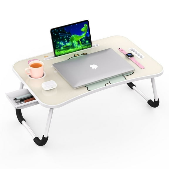 PHANCIR Foldable Lap Desk, 23.6 Inch Portable Wood Laptop Desk Table ...