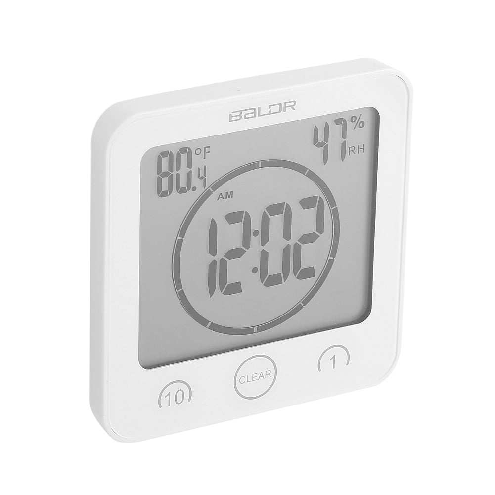 Tebru Waterproof Bathroom Timer Wall Clock Digital Lcd Thermometer