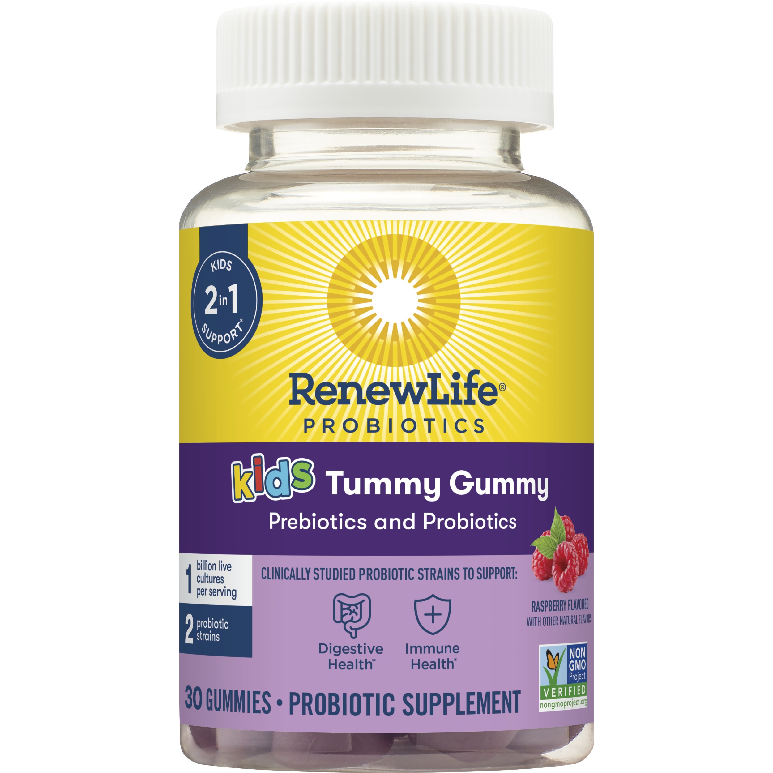Renew Life Kids Tummy Gummy with Prebiotics and Probiotics; Raspberry ...