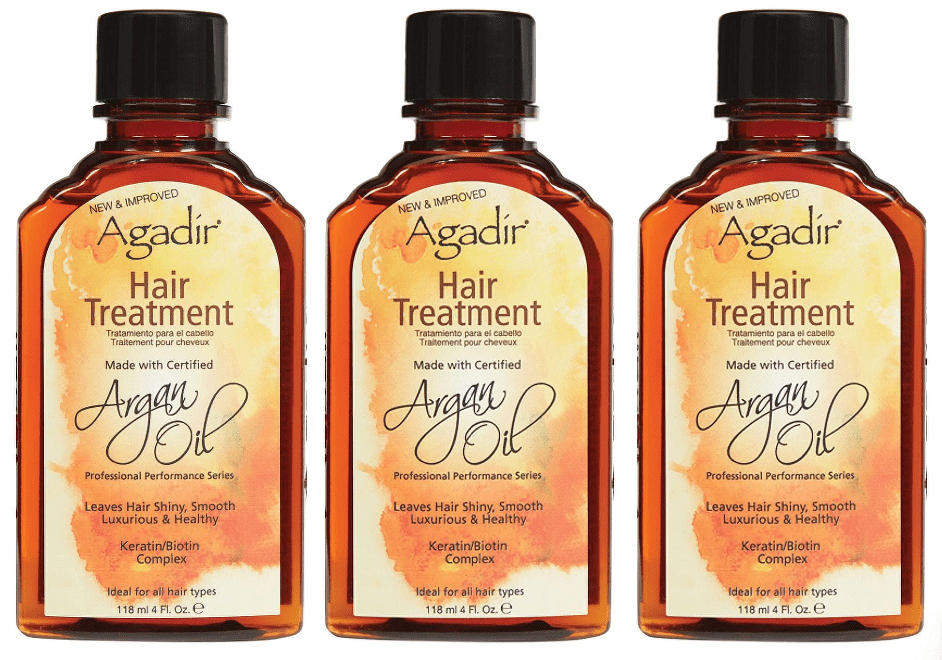 AGADIR Argan Tratamiento de Hair con Aceite 4 Fl Oz (Paquete de 3 ...