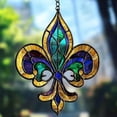 Fleur de Lis Acrylic Suncatcher – Faux Stained Glass Window Hanging ...