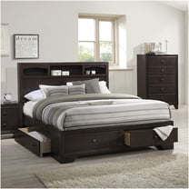 Modern Queen Platform Bed with Bookcase Headboard and 6 Storage Drawers ...