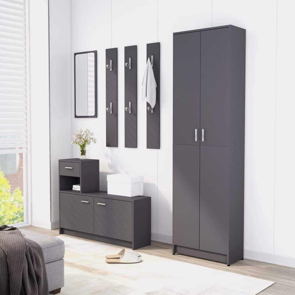vidaXL Hallway Furniture Set Chipboard Wardrobe Cupboard Cabinet Multi ...
