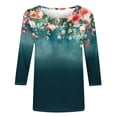 Nmnitkp Women's 3/4 Sleeve Watercolor Floral Print T-Shirt, Round Neck ...