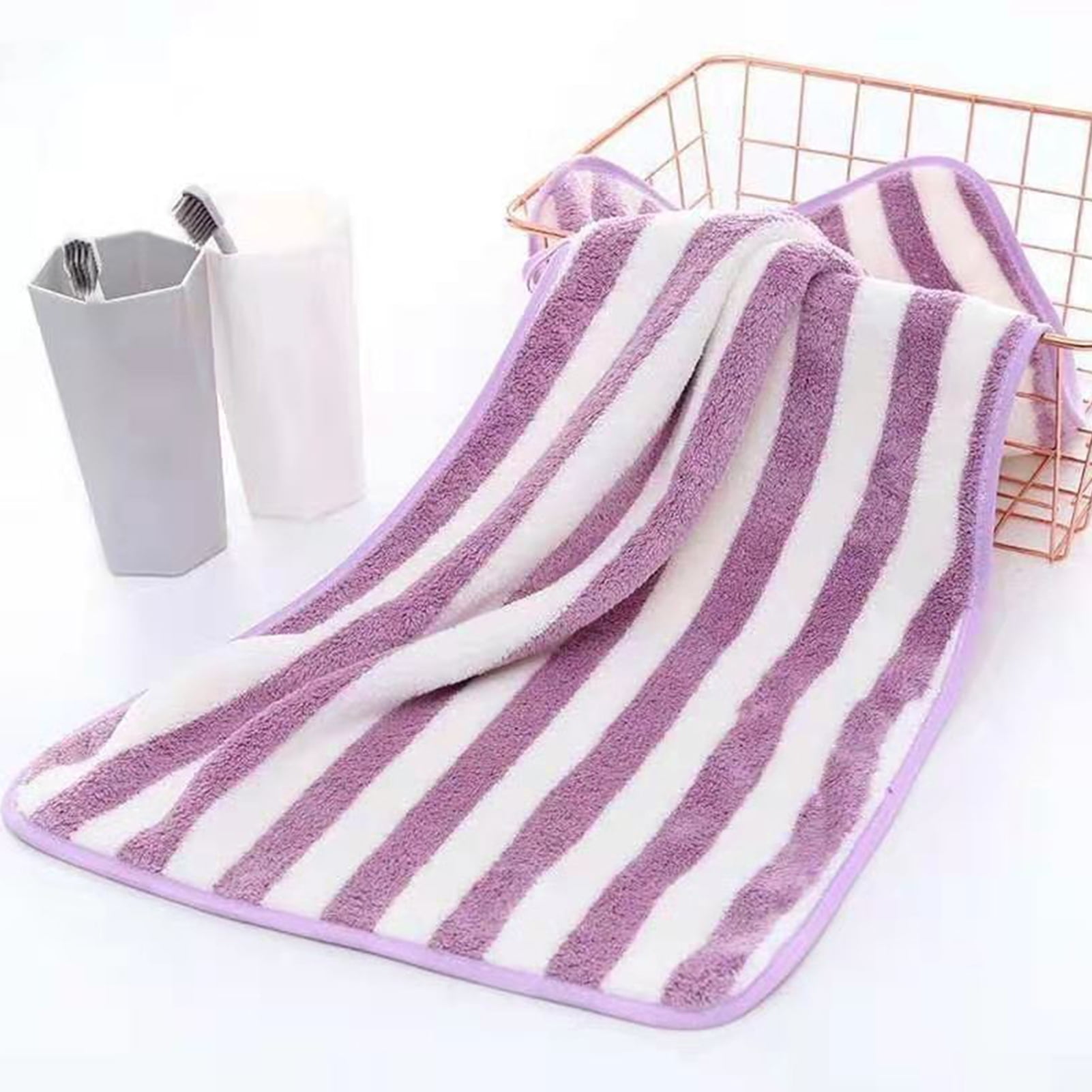 Hariumiu Bath Towel Super Soft Wide Striped Non-Fading Highly Absorbent ...