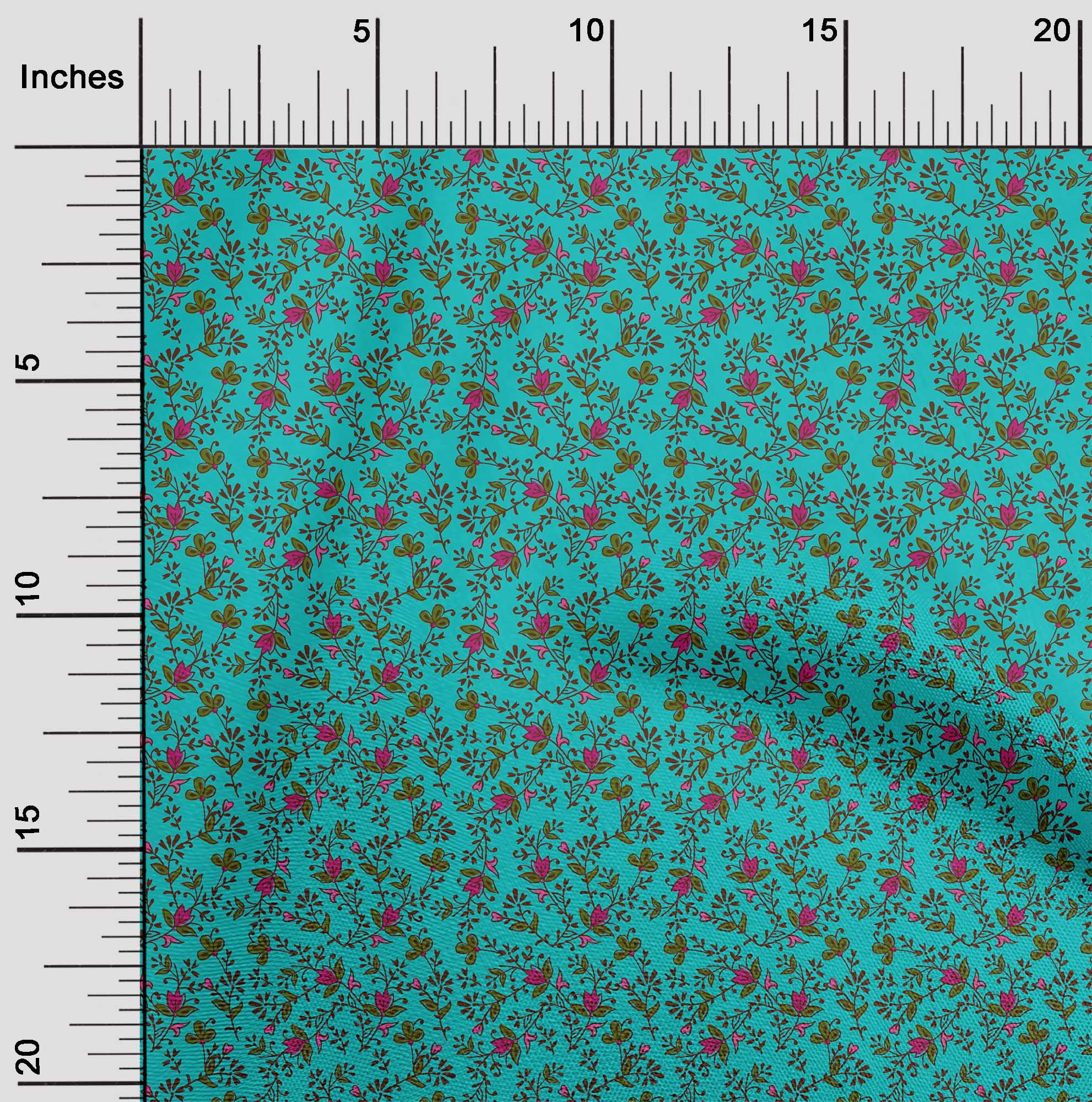 oneOone Silk Tabby Fabric Leaves & Floral Block Print Fabric By Yard 42 ...