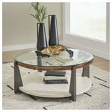 Signature Design by Ashley Frazwa Round Glasstop Coffee Table, Solid ...