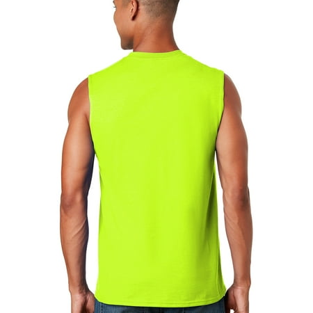 Mens High Visibility Sleeveless Muscle Tee Shirt - Safety Green, Small ...