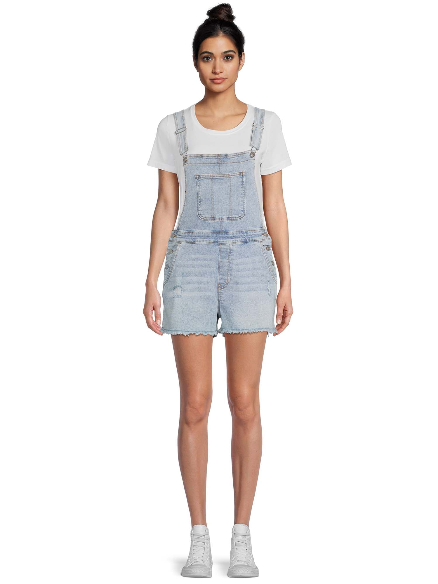 No Boundaries Juniors Relaxed Boyfriend Shortalls, Sizes XS-XXXL ...