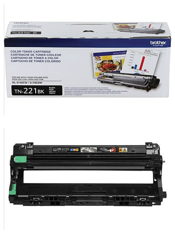 Genuine Brother TN221BK Toner and DR221CL Drum Set - Walmart.com ...
