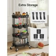 4-Tier Rolling Cart, Utility Cart with Lockable Casters, PP Plastic ...