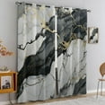 Black Gold Marble Blackout Curtains, Modern Stone Texture Window Drapes ...