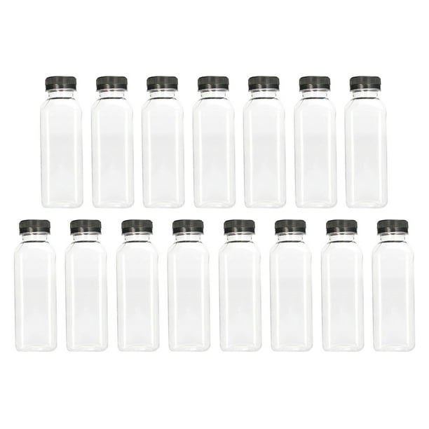 OUNONA 15pcs Empty Beverage Containers Plastic Juice Bottles with Lids ...