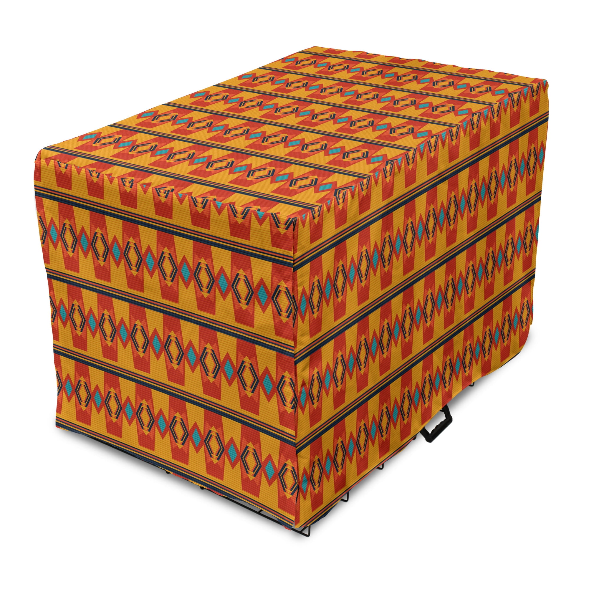 Aztec Dog Crate Cover, Triangles Art Horizontal Lines Warm Tones, Easy ...