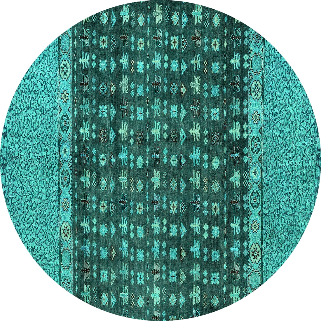 Ahgly Company Indoor Round Abstract Turquoise Blue Modern Area Rugs, 8 ...