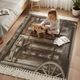 Bedroom Rug Carpet 3'x 5', Retro Brown Door Washable Floor Carpet with ...