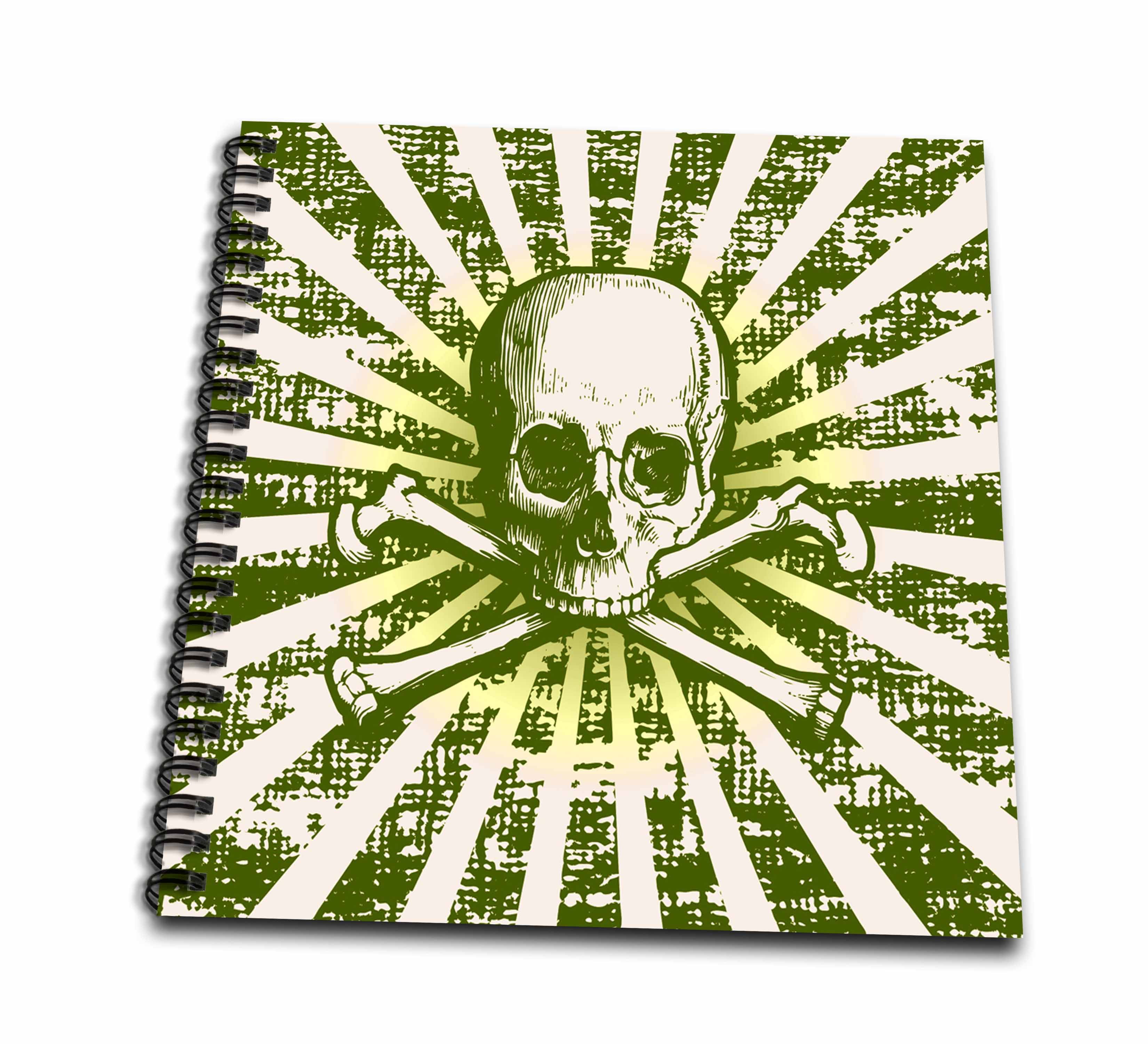 3dRose Skull and Crossbones Sunburst Radial Grunge Design in Green ...