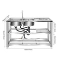 3 Tiers Double Bowl Commercial Restaurant Kitchen Sink Set Rectangular ...