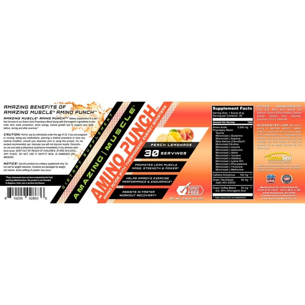 Amazing Muscle Amino Punch 5500 Mg Per Serving of Amino Acids, 30 ...