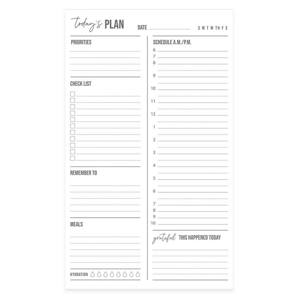 Daily to Do List Sticky Notepad / 6" x 10" Sticky Note Fill-in Schedule ...