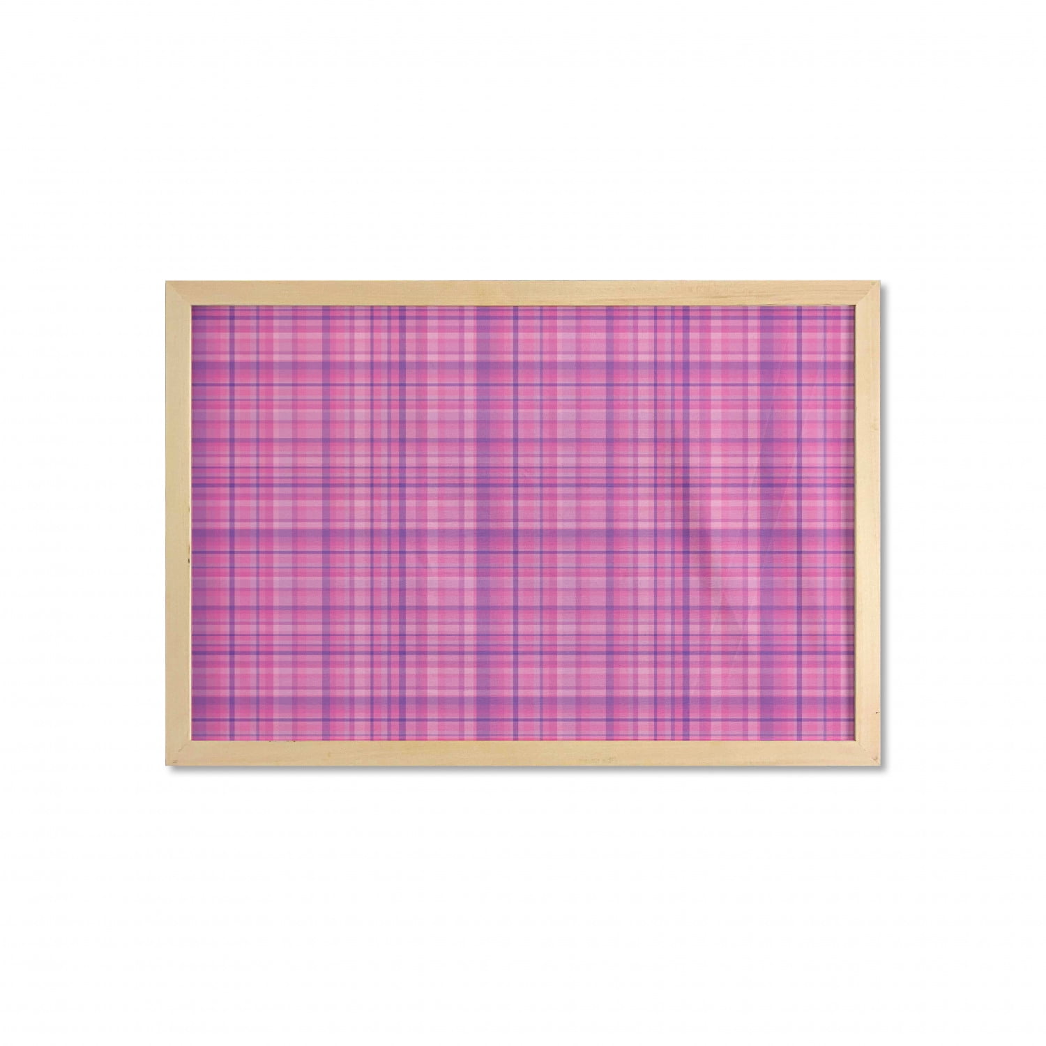 Violet Wall Art with Frame, Monochromatic Checkered Plaid Tartan ...