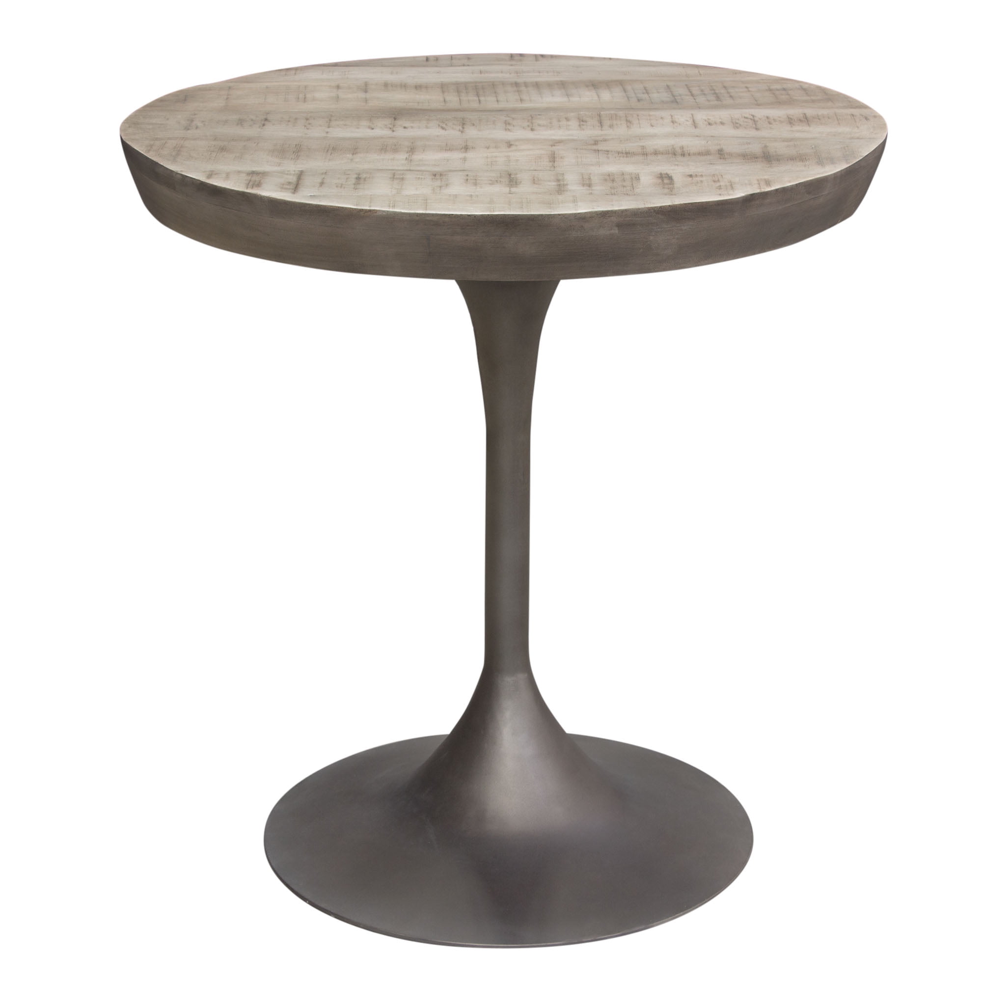 Beckham 30" Round Dining Table w/ Solid Mango Wood Top in Grey Finish w ...