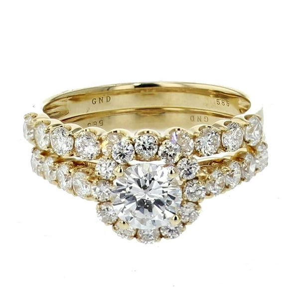 Midwest Jewellry - 14K Yellow Gold Diamond Ring Set Wedding Bridal Set ...