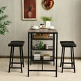 Costway 3 Piece Counter Height Dining Bar Table Set w/2 Stools&3 ...