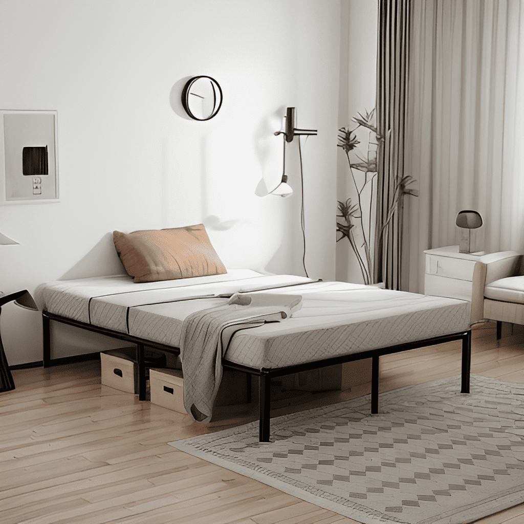 Cfowner 14" Metal Platform Bed Frame, Heavy-Duty Steel Slats, Black ...