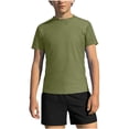 Boys Solid Short Sleeve Two Piece Swim Set, Crew Neck Rash Guard Top ...