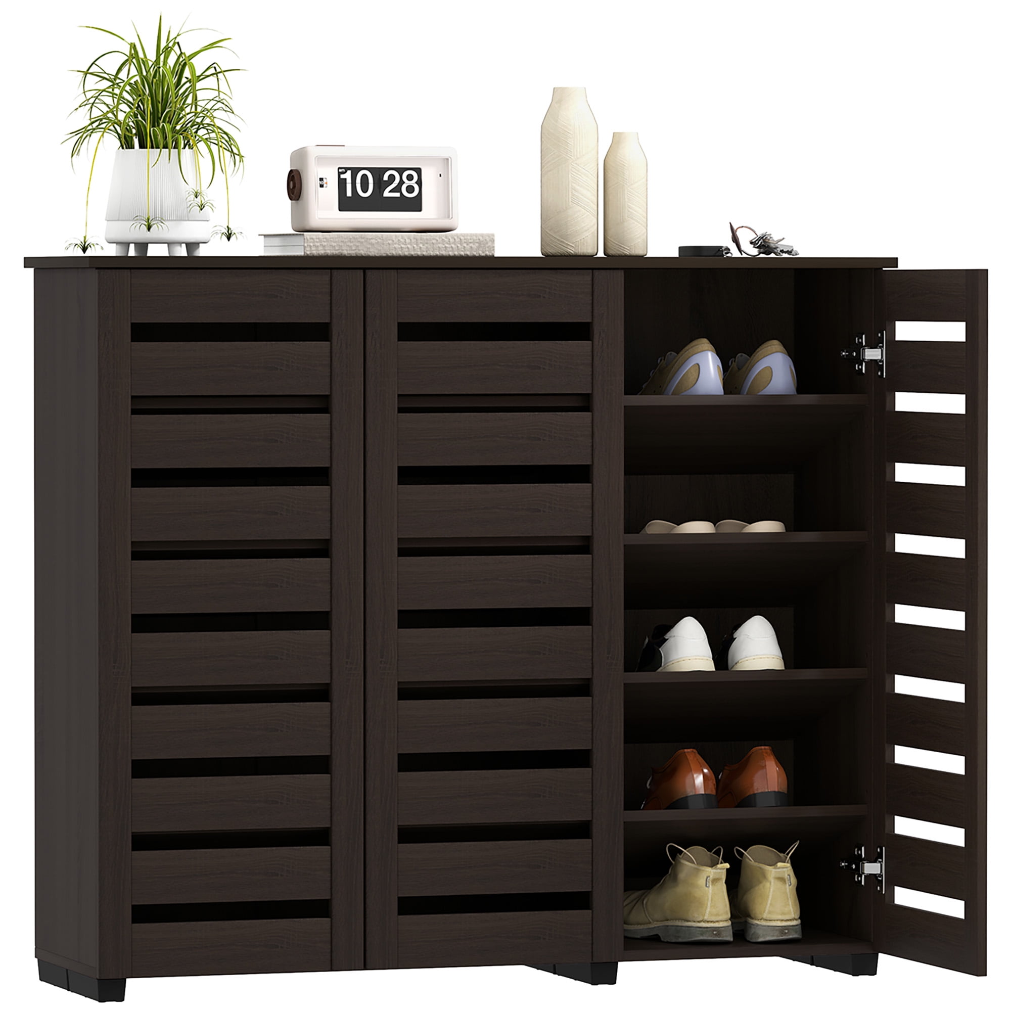 Click here for Homcom Narrow Shoe Cabinet For Entryway With 3 Sla... prices
