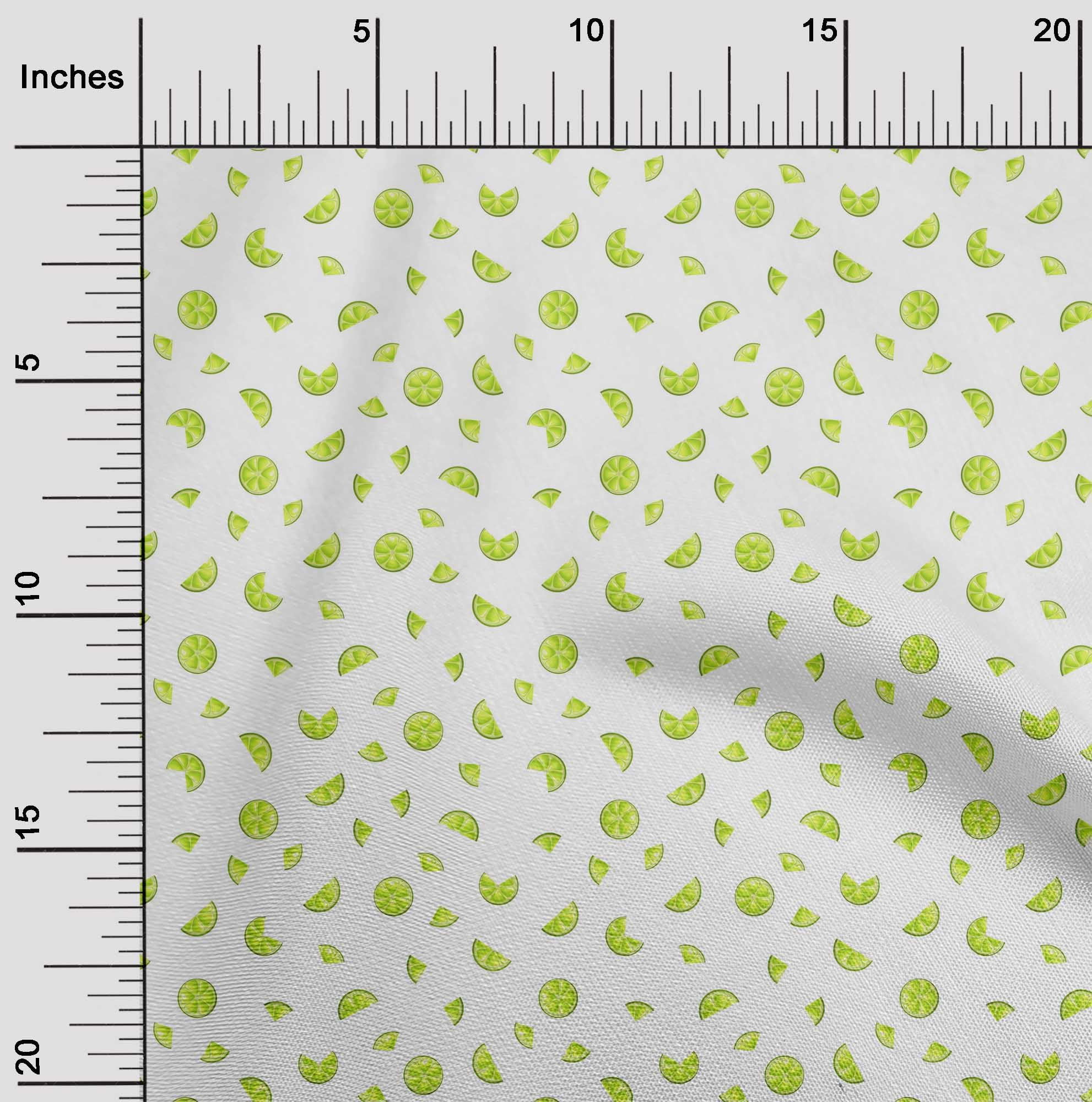 oneOone Viscose Chiffon Fabric Lemon Slice Vegetable Print Fabric by ...