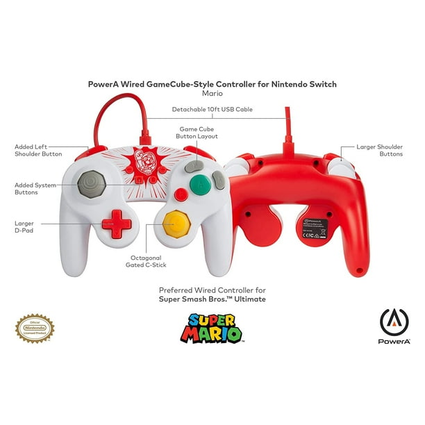 PowerA Wired GameCube Style Controller para Nintendo Switch - Mario ...