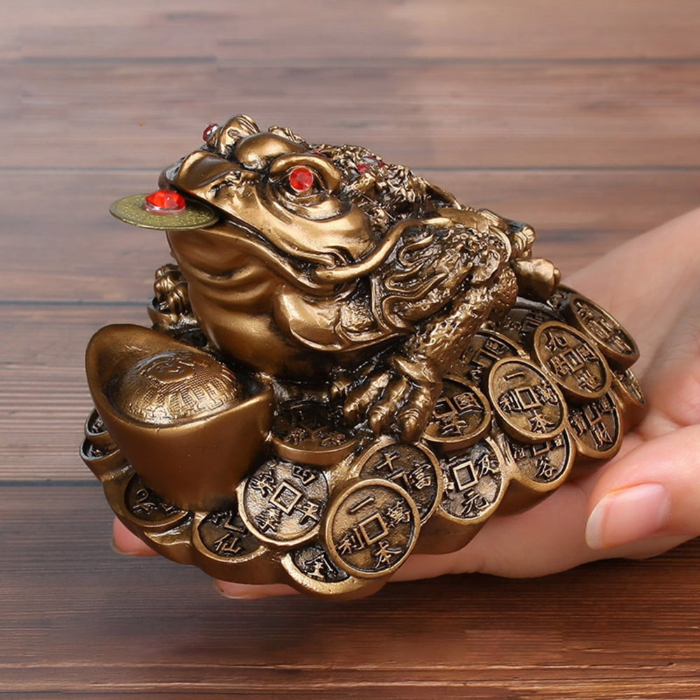 Fortune Wealth Chinese Golden Toad Resin Gold/Bronze Toad Tabletop ...