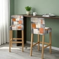 Burnt Orange Grey Bar Stool Cover Set of 2, Oil Painting Modern ...
