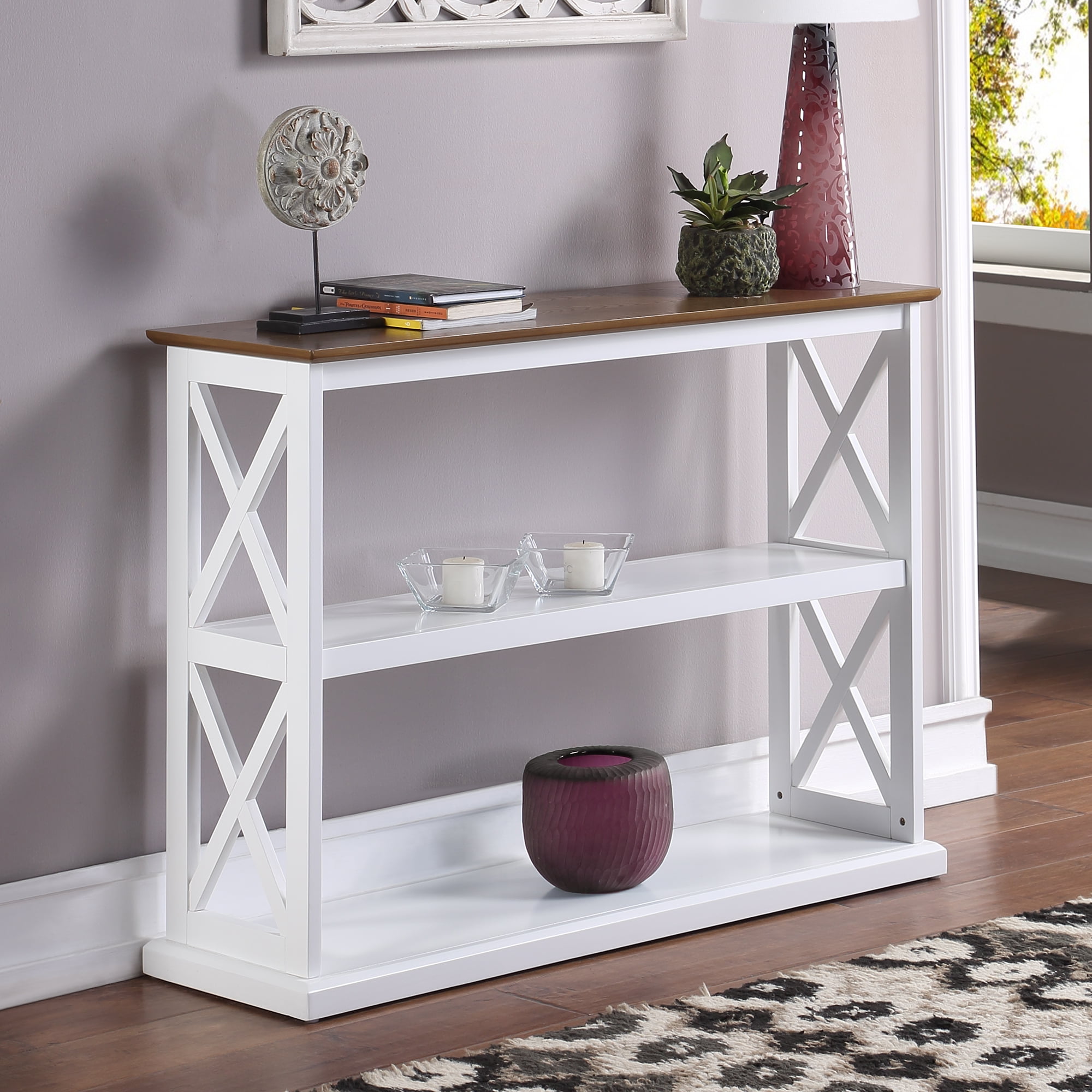 Convenience Concepts Coventry Console Table with Shelves, Driftwood ...