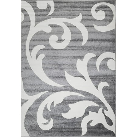 La Dole Rugs Grey White Floral Pattern Area rug 2x5 3x10 4x5 6x8 7x10 ...