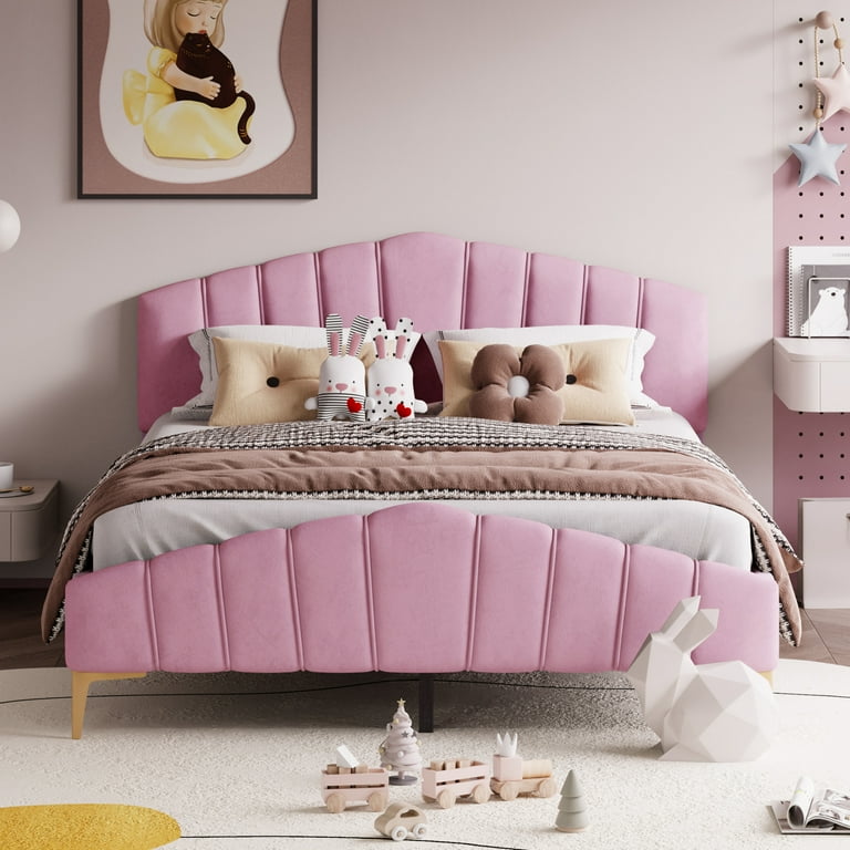 Pink Stripe Upholstered Headboard