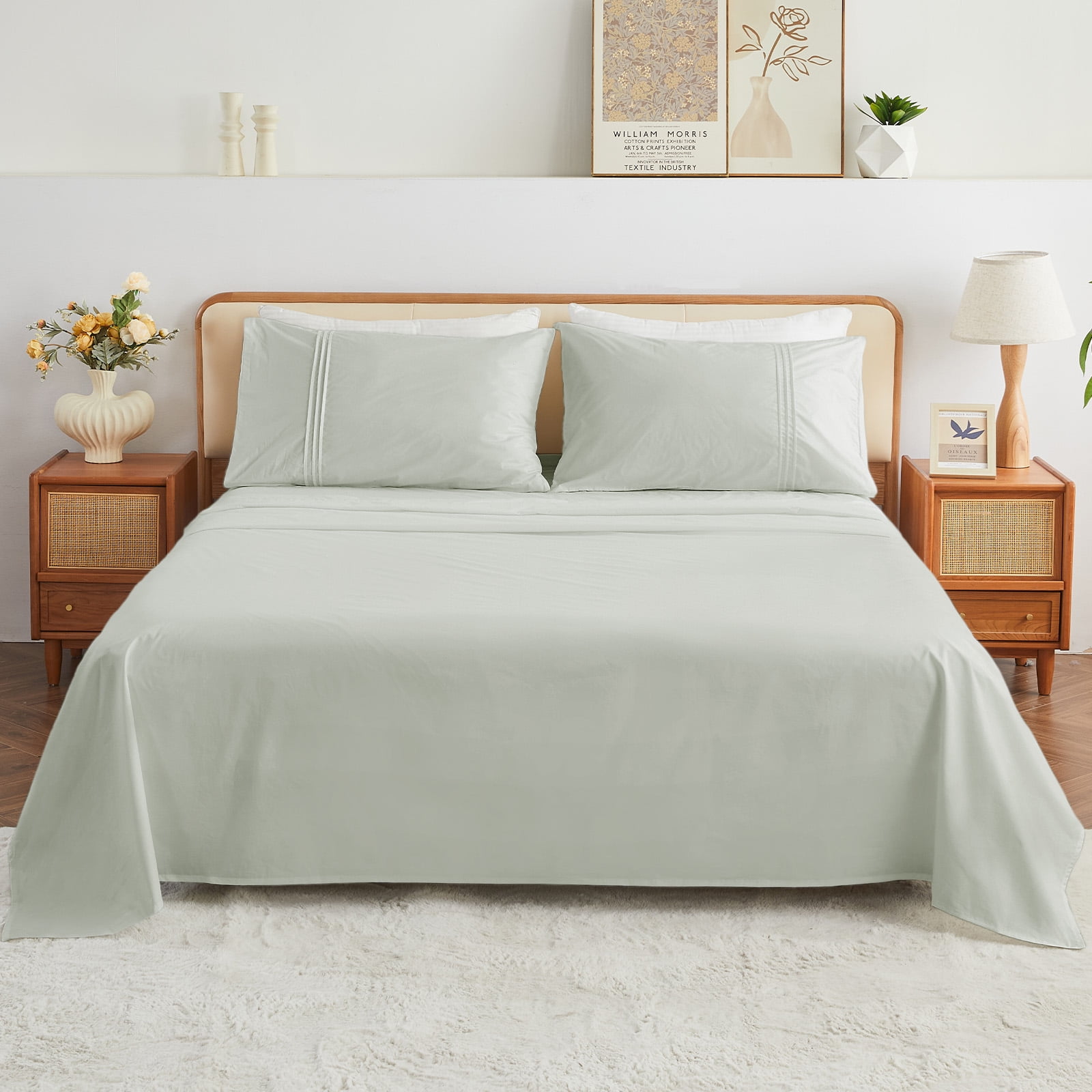 Kingrest 100% Cotton Full Sheet Set - 4 Piece Lightweight & Cooling Bed ...
