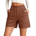 AGKIZG Shorts for Women Solid Color Shorts with Decorative Button ...