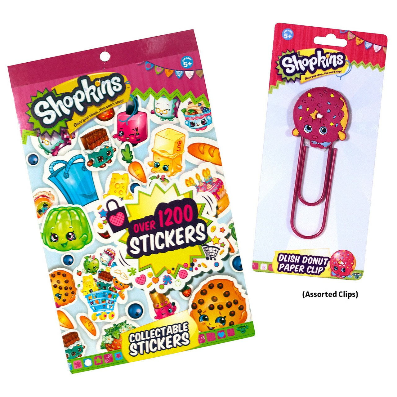 Shopkins Sticker Book and BONUS Shopkins GIANT paper clip (Assorted ...